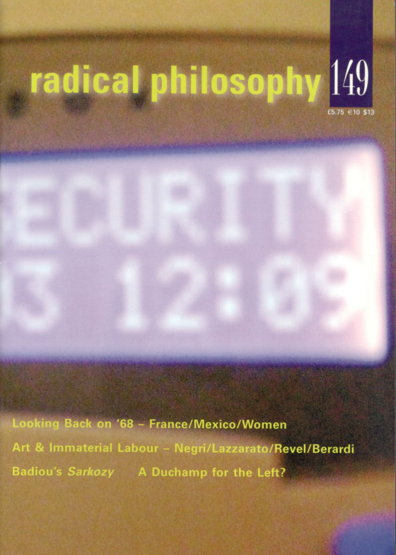 Radical Philosophy · 149 Contents Page (2008)